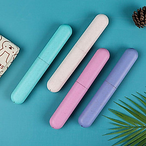 Travel Toothbrush Case Plastic Portable Toothbrush Holder for Travel, Business, Home, Camping, School(2 Pcs, Pink)