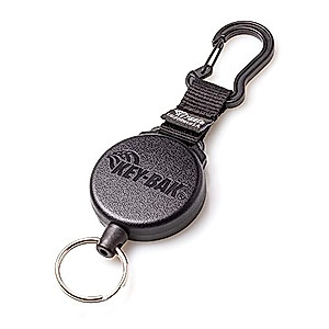 KEY-BAK SECURIT HD Retractable Keychain, 24" Stainless Steel Chain, 8 oz. Retraction, Durable Polycarbonate Case, Zinc Alloy Carabiner, Split Ring, Black