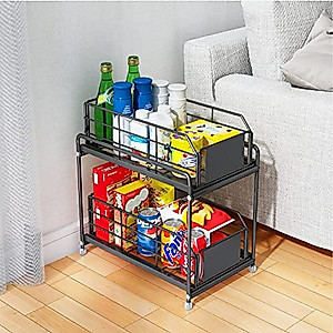 YEPLINS Under Sink Organizers and Storage, 2 Tier Bathroom Organizer Countertop,Bathroom Organizer Under Sink Drawers Slide Out Storage Shelf