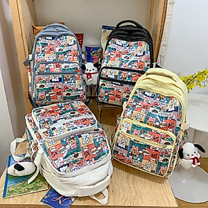 VTTDB Kawaii Backpack with Cute Accessories Large Travel Rucksack Casual Aesthetic Pattern Daypack Laptop Bag for Women Men (black)