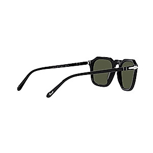 Persol PO3292S Square Sunglasses, Black/Green, 50 mm
