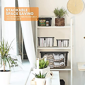 GONICVIN Plastic Storage Boxes, 70 L Storage Boxes with Lid, Stackable Plastic Storage Boxes, Storage Boxes with Handles for Home, Office (4 Packages, Black)