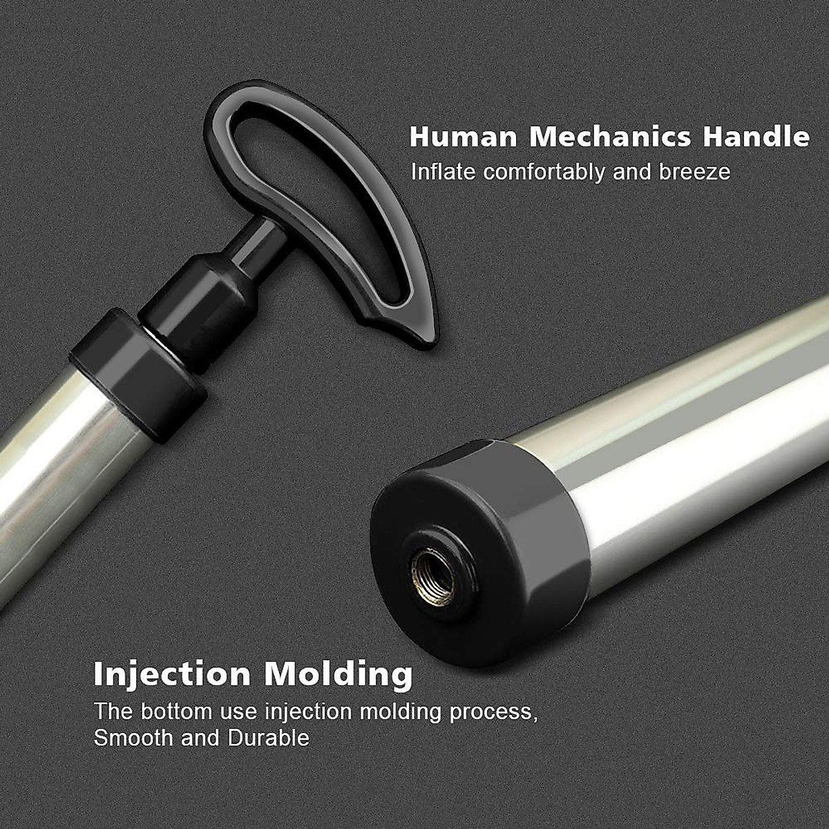 Upgraded Aluminium Alloy Ball Pump Portable Effective Sport Air Pump Inflator with Needles, Nozzles, Extension Hose for Basketball Football Soccer Volleyball Yoga ball Pool Swimming Float Ring ballons