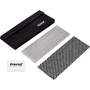 Trend Diamond Sharpening Stone Kit, 8 x 3 Inch Double Sided (300/1000 Grit) Bench Stone with Pouch, Cleaning Block & Non-Slip Mat, DWS/CP8/FC