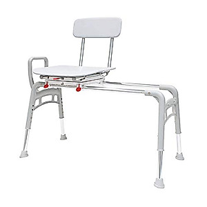 Eagle Health Ergo Swiveling Sliding Bathtub Transfer Bench & Shower Chair Reg. (78668), Safe, Patented, Comfortable, Tool-Less Assembly, Height Adjustable
