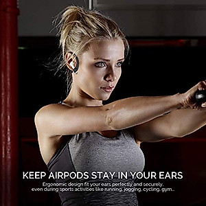 Emoly New 2 Pairs AirPods Ear Hooks Anti-Slip Sport Hooks Silicone Compatible with Apple AirPods 1 & 2 for Running, Jogging, Cycling, Gym - Black