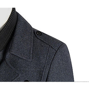 APTRO Men's Pea Coat Wool Jacket Windbreaker Single Breasted Winter Coat 1108 Dark Grey M