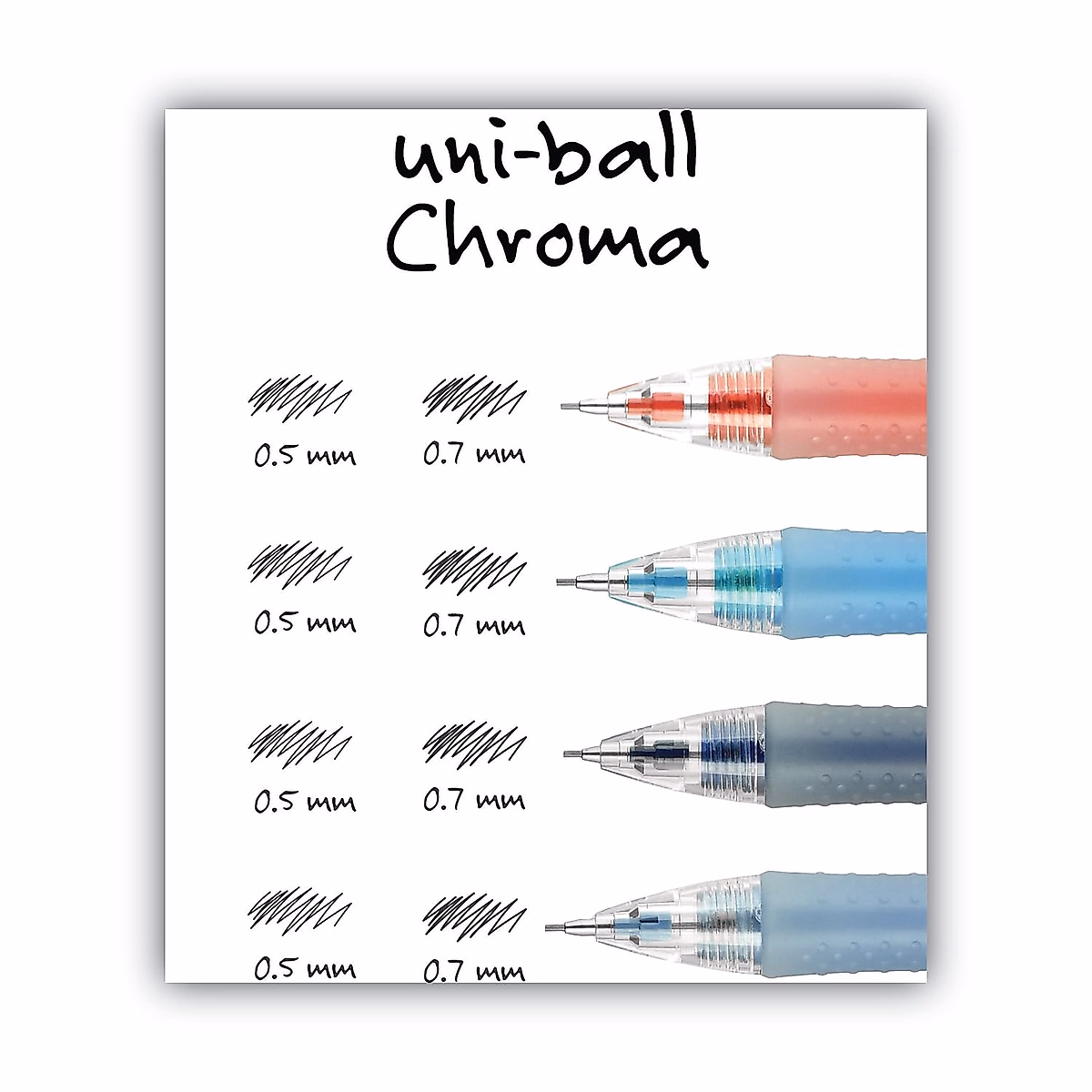 Uni-ball uniball Chroma Mechanical Pencil Woth Leasd and Eraser Refills, 0.7 Mm, Hb (#2), Black Lead, Assorted Barrel Colors, 4/Set
