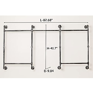 ZYUXUAN Industrial Wall Clothes Rack, Heavy-Duty Clothing Rack, Pipe Style Garment Rack with Four Hanging Rods for Home, Laundry Room, Retail Store, Rustic Black (five hanging rods)