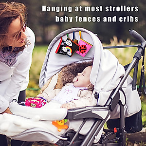 AMINFUN Soft Cloth Baby Book Toy 0-6 Months, Black White Baby Learning Book(Pack of 4),Touch and Feel Crinkle Book Infants 6-18 Months,Early Educational Toy 0-3 Months, Gift for Babies Infants