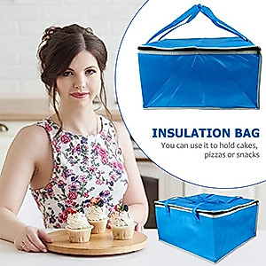 Hemoton Delivery Bag Insulated Food Delivery Bag Meal Grocery Tote Shopping Bag Hot Cold Thermal Insulated Food Carrier for Food Transport Travel Picnic Camping 35X35X24CM Blue Pizza Insulation Tote