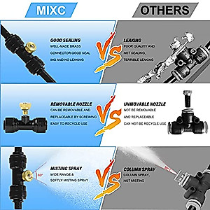 26.2FT Outdoor Mist Cooling System Fan Misting Kit Irrigation Animal Plants Swimming Pool Cooler with 1/4inch Tube Hose Pipe 7 Brass Metal Nozzles Jets Misters for Patio Garden Home