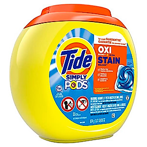 Tide Simply Pods + Oxi Laundry Detergent Soap Pods, Refreshing Breeze, 55 Count, 30 ounces