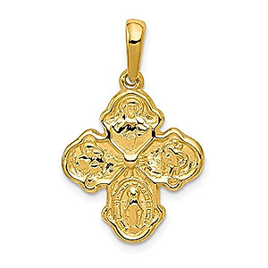 IceCarats 14K Yellow Gold Four Way Holy Cross Religious Medal Necklace Christian Pendant Scapular Charm 28mm x 17.75mm Only