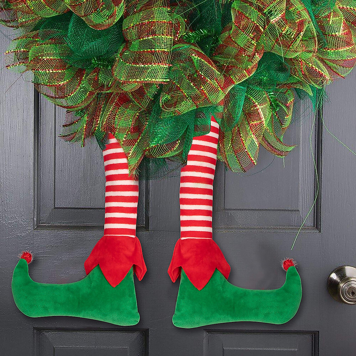 Geefuun 23” Christmas Elf Stuffed Legs Stuck Tree Topper Decorations -Xmas Holiday Indoor Outdoor Decor Party Ornaments and Decorations