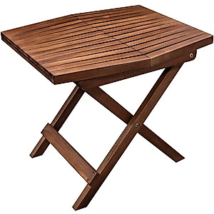 Melino Wooden Folding Table, Acacia Wooden Small Table for Indoor and Outdoor uses, Weather Resistant and Fully Assembled (Chestnut)