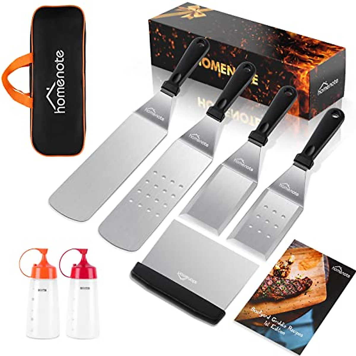 homenote Griddle Accessories Kit, Exclusive Griddle Tools Spatulas Set for Blackstone - 8 Pcs Commercial Grade Flat Top Grill Accessories - Great for Outdoor BBQ, Teppanyaki and Camping