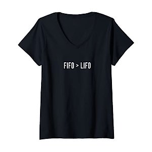Womens FIFO LIFO Math Accountant Finance CPA Bookkeeper Funny Cute V-Neck T-Shirt