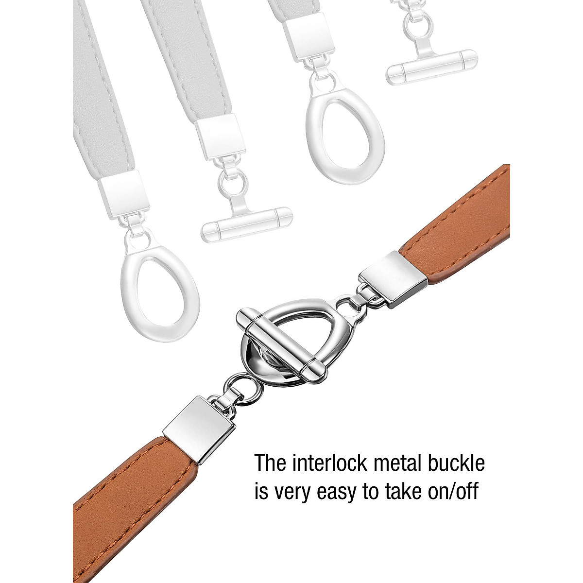 JOVITEC 5 Pieces Women Skinny Elastic Waist Belt for Dress Retro Stretch Cinch Adjustable Thin Belt Metal Buckle