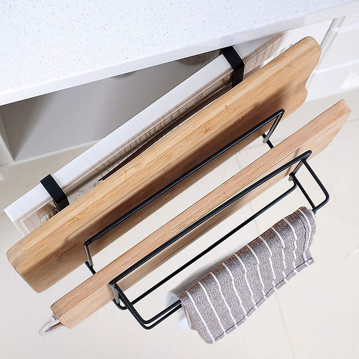 TradeVast Under Cabinet Kitchen Shelf and Chopping Board Holder,Storage Rack, Wall-Mounted Cutting Board Stand, Multipurpose Kitchen Cabinet Storage Organizer