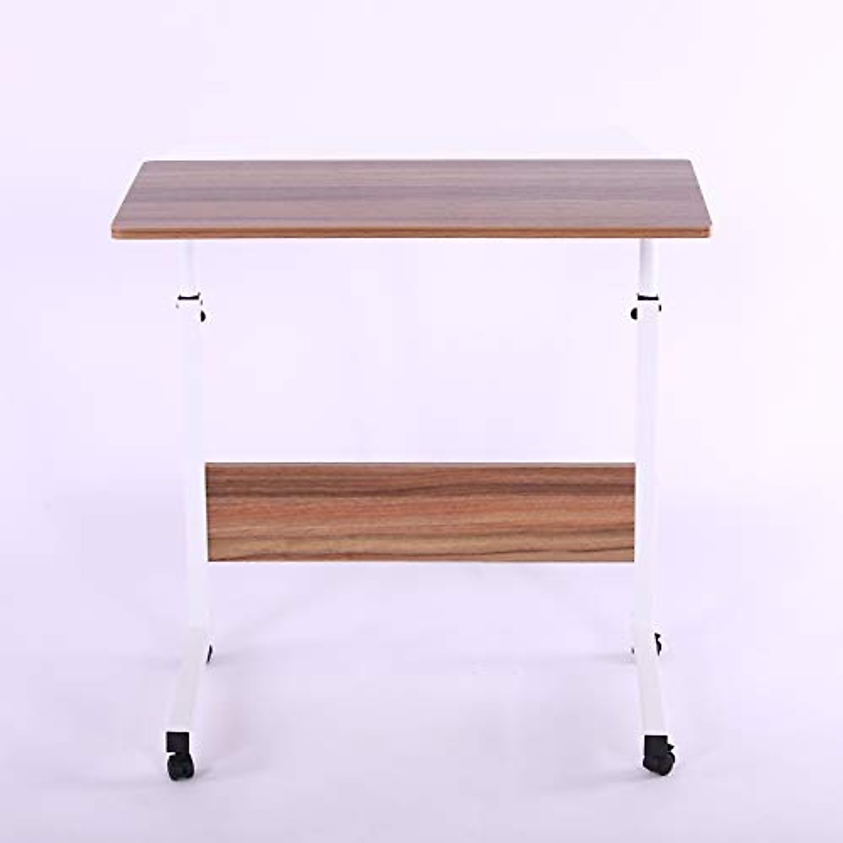 Fancasa Laptop Cart 31.5" Mobile Table Movable Portable Adjustable Notebook Computer Stand with Wheels (Teak)