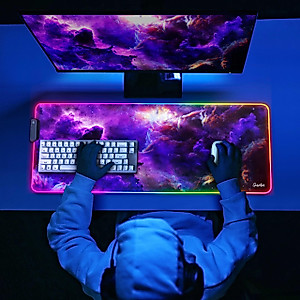 Gerlos RGB Large Gaming Mouse Pad, Extended Soft LED Mouse Pad, Non-Slip Rubber Base, Water Resist Keyboard Pad, Computer Mousepad 31.5×11.8 inches