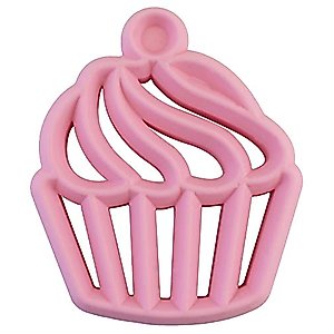 Itzy Ritzy Silicone Baby Teether – BPA-Free Infant Teether with Easy-to-Hold Design & Textured Back Side to Massage & Soothe Sore, Swollen Gums - Teething Toy for 3 Months & Up - Cupcake