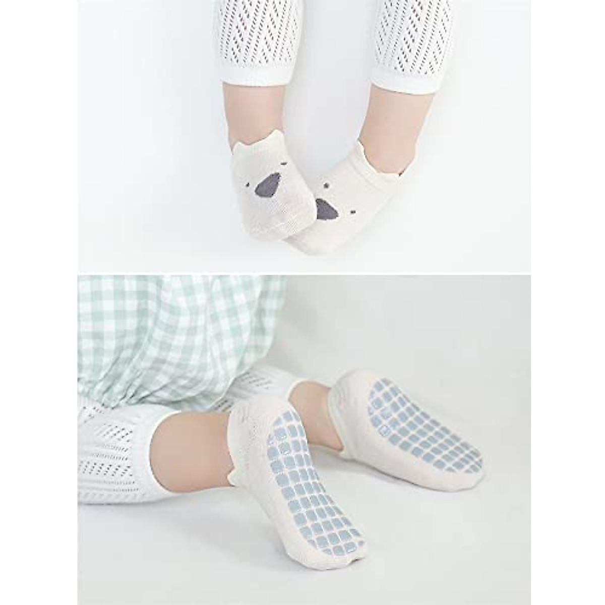 FYLuoke Baby Boys Girls Non-Slip Socks Infants Toddler Combed Cotton Sock Cartoon Socks Anti-Slip Crew Socks (1-3T, Animal-5A)