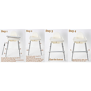 White High Chair Footrest Compatible with IKEA Antilop - 100% Non-Slip Adjustable Natural Wooden Foot Rest Compatible with Antilope Highchair Accessories Baby (1 Pack)