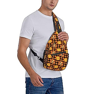 Halloween Pumpkin Sling Bag For Women Men Funny Halloween Crossbody Shoulder Bags Adjustable Casual Daypacks Chest Bag For Hiking Travel Cycling