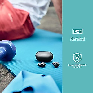 Philips T4556 True Wireless Headphones with Active Noise Canceling (ANC) and IPX4 Water Resistance, Black