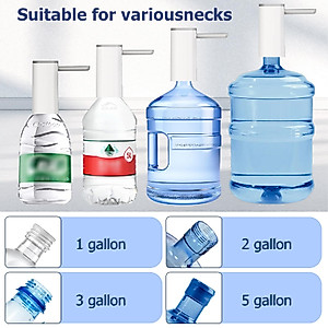 FEERNICH Water Dispenser for 5 Gallon Bottle，Universal Automatic Portable Water Bottle Pump Foldable Electric Drinking Water Pump 1200mAh USB Charging Suitable to Home Office Camp Travel （White）