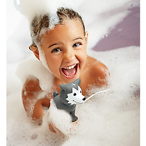 DolliBu Wolf Bath Buddy Squirter – Floating Wolf Rubber Bath Toy, Fun Water Squirting Bathtime Play For Toddlers, Cute and Soft Wild Life Animal Toy For The Bathtub, Beach, and Pool for Girls and Boys