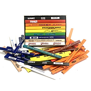 72 Carpenter Pencils | Random Mis Printed Mixed Prints & Solid Discontinued Colors | USA Made, Hard Lead Carpenter