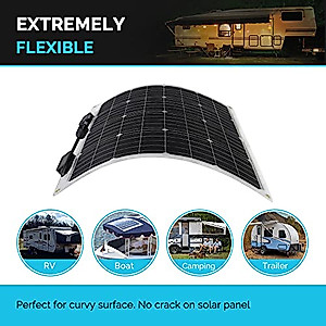 Renogy Flexible Solar Panel 50 Watt 12 Volt Monocrystalline Semi-Flexible Bendable Mono Off-Grid Charger for Marine RV Cabin Van Car Uneven Surfaces,Black