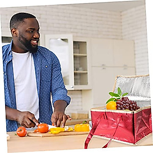 FUNOMOCYA Insulated Bag Food Storage Bag Decorative Thermal Food Bag Outdoor Insulation Bag Warmer Bags Insulated Tote Bags Pizza Carrier Bag Bags for Hot Food Pearl Cotton Aluminum Film Red