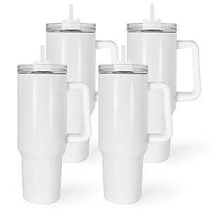 AGH 40 oz Sublimation Tumblers with Handle 4 Pack Stainless Steel Insulated Tumblers Blanks Water Bottle Travel Cups