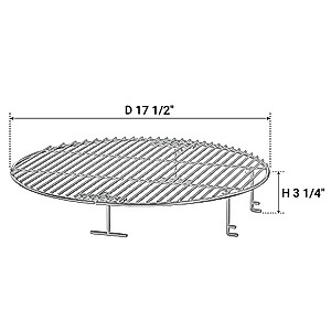 only fire Stainless Steel Cooking Grate Extended Top Grate for Weber 22" Kettle, Big Green Egg, Kamado Joe Classic Ceramic Grills, 17 1/2 Inch