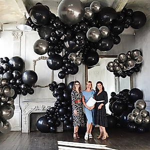INFLORAL Birthday Party Black and Dark Grey Balloon Arch Kit Latex Balloon Garland Kit for Wedding Engagements Fathers Day Graduation Baby Shower Anniversary Party Decoration
