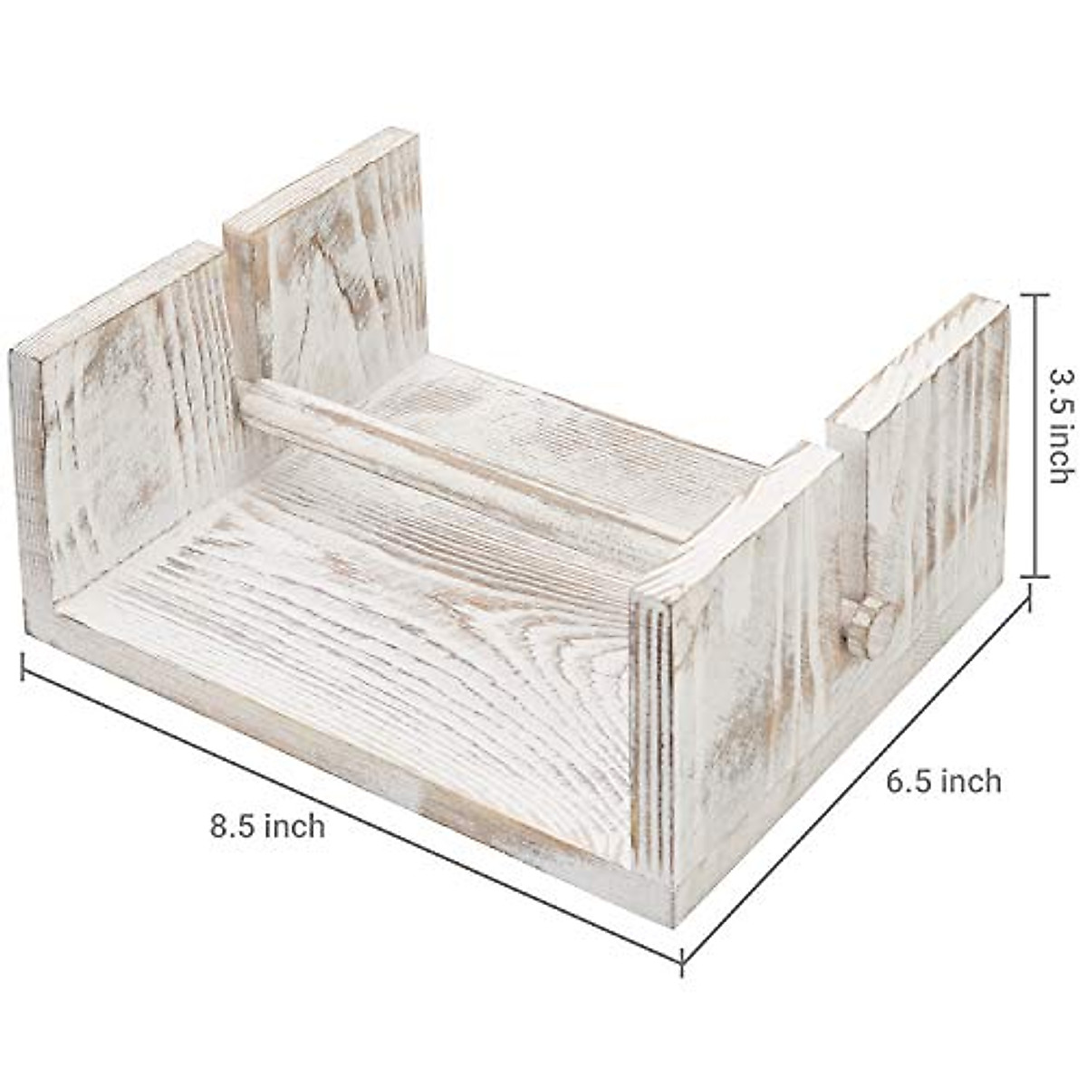 MyGift Whitewashed Wood Square Flat Napkin Holder with Weighted Arm, Farmhouse Dining Table Napkin Holder