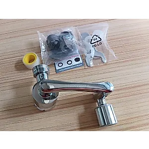 NIXTIDRA 1080° Rotating Faucet Extender with PP Cotton Filters, 2 Modes Swivel Robotic Arm Sink Aerator for Kitchen/Bathroom, 20mm/22mm Female and 24mm Male Thread Connection, Silver