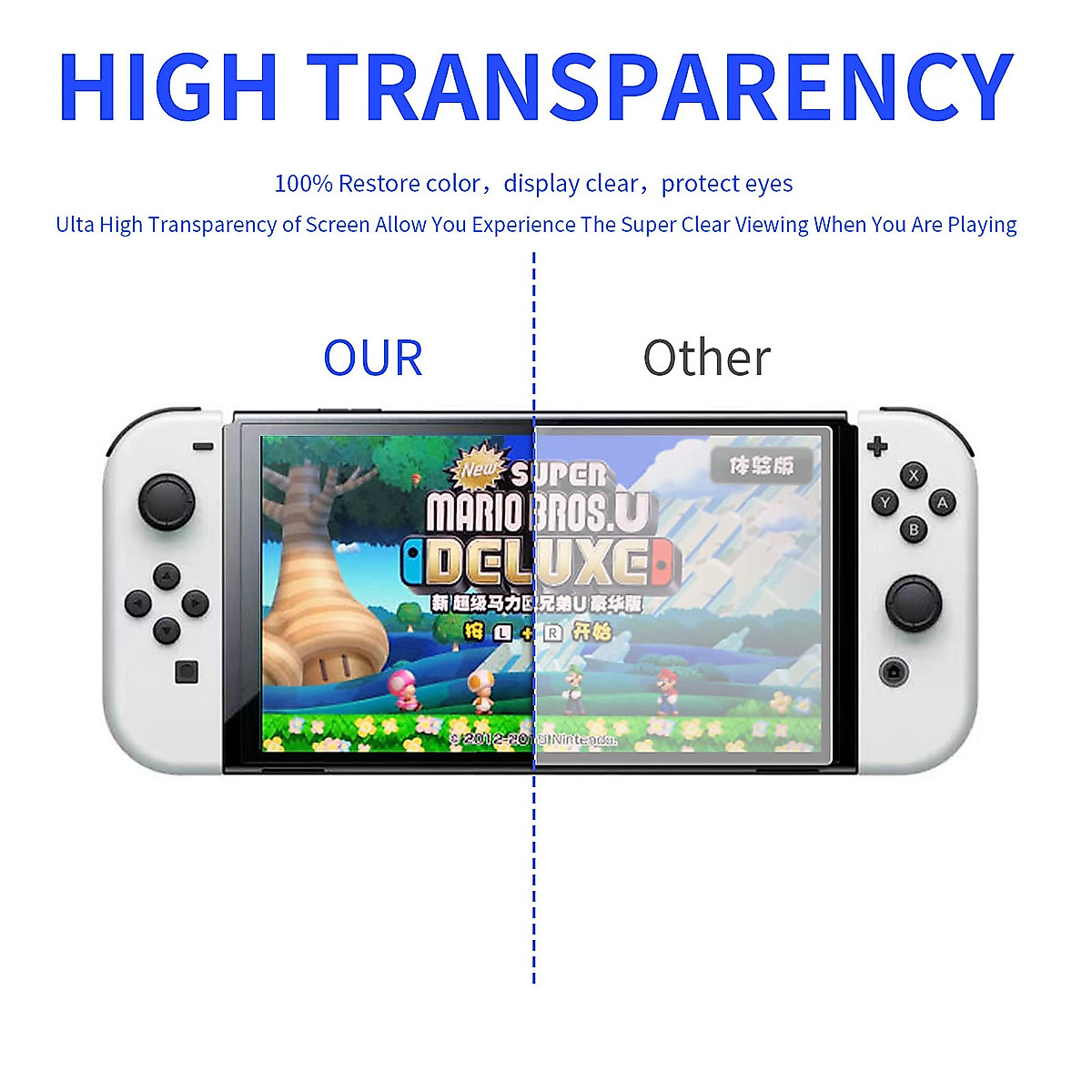 ZXYWEI (3-Pack Tempered Glass Screen Protector Compatible with Nintendo Switch OLED Model Anti-Scratch Ultra-Thin 0.33mm Clear Glass Film Replacement for Nintendo Switch OLED Accessories (7 Inches)