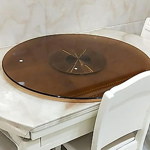 Glass Serving Lazy Susan Dining Table Turntable, Round Heavy Duty Tempered Glass Large Turntable Serving Plate, for Kitchen Dining Tables Serving Plate ( Color : Brown , Size : 60cm (24inch) )