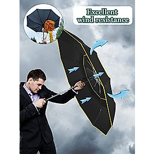 Kalolary Extra Large Golf Umbrella Automatic Open Folding Umbrella Windproof Compact Large Double Canopy Umbrella Travel Folding Umbrella Strong Oversized Rain Umbrellas for Home Family Use (Black)