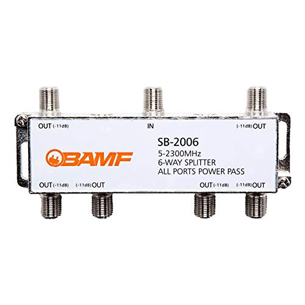 BAMF 6 Way Coaxial Cable Splitter, Bi-Directional Coax MoCA 5-2300MHz, RG6 Compatible, Nickel Plated Cable Splitter 2 Way Internet and TV Splitter, Satellite, Antenna, Analog/Digital Connections