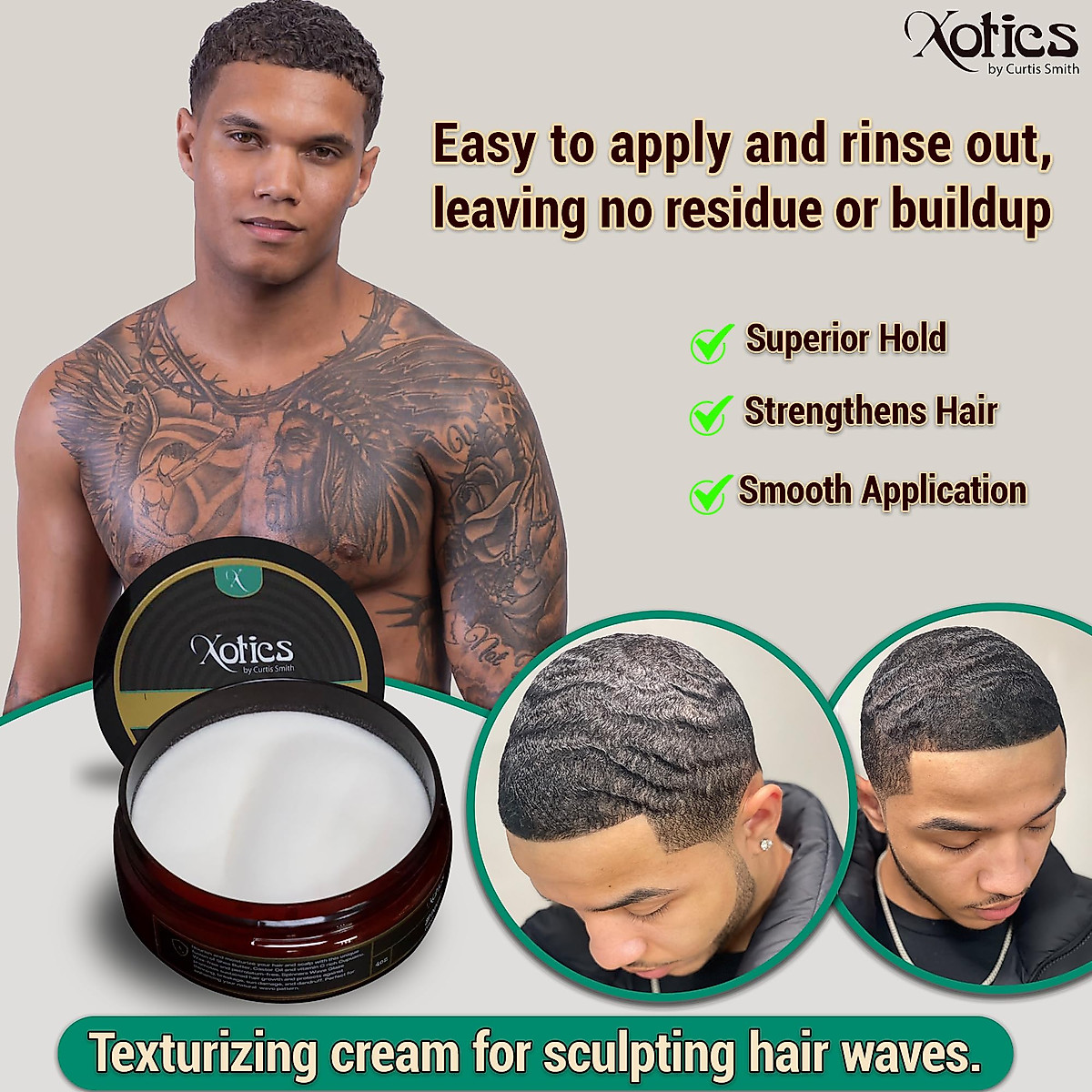 Xotics by Curtis Smith – Sweet Jamila Hair & Body Shea Glaze 4oz - Organic 360 Wave Pomade for Men Women Strong Hold, Natural Wave Grease Shea Butter Cream, Hair & Body Moisturizer