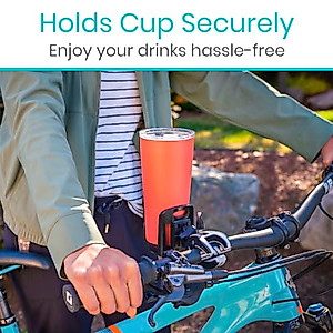 Vive Wheelchair Cup Holder (XL) - Universal, Adjustable, Clip On Accessory for Rolling Walker, Rollator, Electric Mobility Scooter, Stroller, Bike & Chair - Water Bottle Attachment for Seniors & Adult