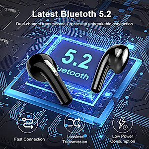 Wireless Earbud, Bluetooth 5.2 Headphones with HD Mic, Bluetooth Earphones in Ear Deep Bass, Bluetooth Earbud IP7 Waterproof Wireless Headphones 40H Playtime Ear buds for iphone Android [New Upgrade]