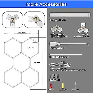 CDKMAX 24 Pack Hexagon LED Garage Lights,192W 26400LM 6500K Hexagon LED Lighting System Ultrabright Car Detailing Ceiling Shop Light for Garage Workshop Basement Gym Warehouse (5 Hex System)