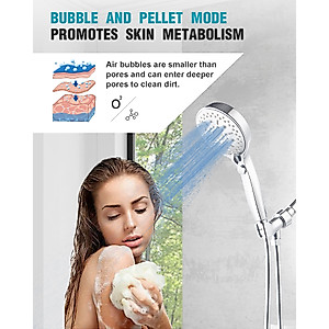 Shower Head-12 Functions High Pressure Handheld Showerhead with 96" Extra Long Hose for Pets Dog Bath, SR RUN RISE Detachable Water Saver Hand Shower Wand with Switch Button (Polished Chrome)